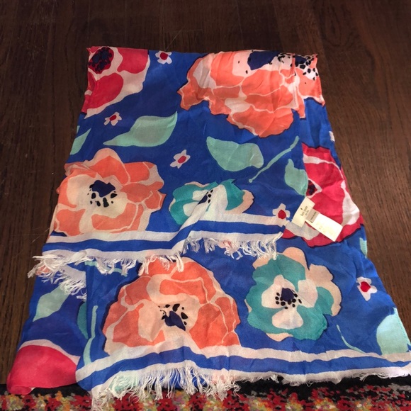 kate spade | Accessories | Kate Spade Blue Floral Scarf | Poshmark